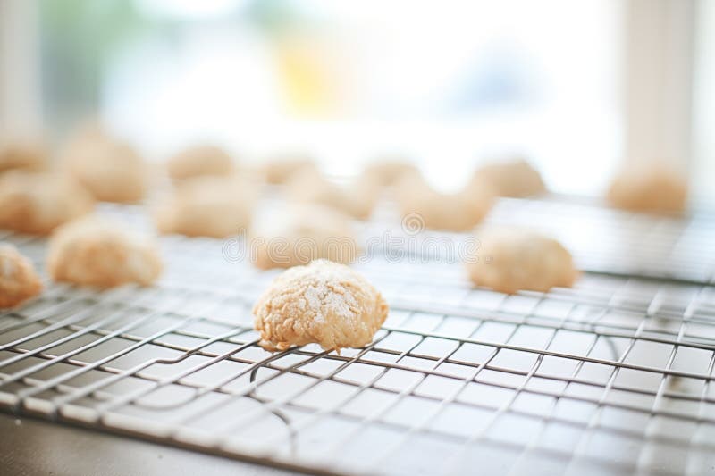 Cookies Cooling on Wire Rack, Side View Stock Image - Image of cooling ...