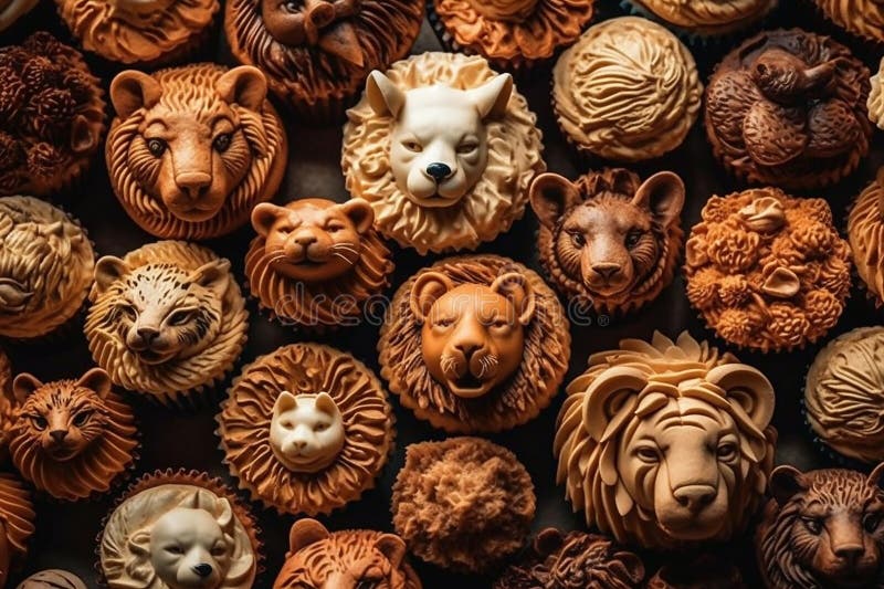 Cookies, Cupcakes and Muffins in the Form of Different Animals. Baking ...
