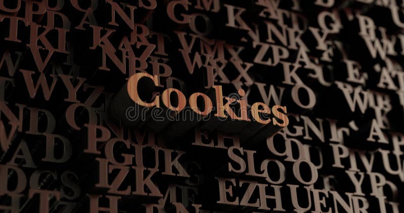 Cookies - 3D De Madeira Rendeu Letras/mensagem Ilustração Stock ...