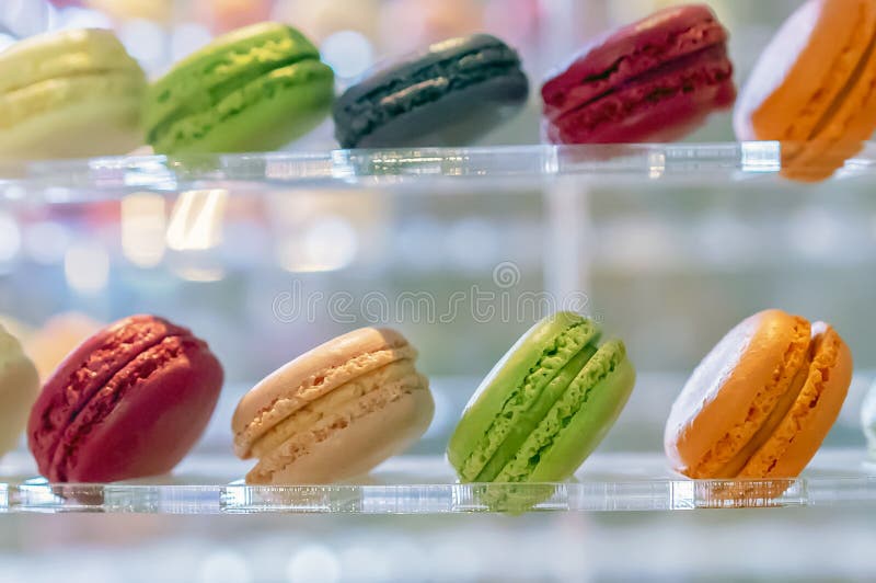 Cookies of Different Colors on the Shelf of a Pastry Shop Stock Photo ...
