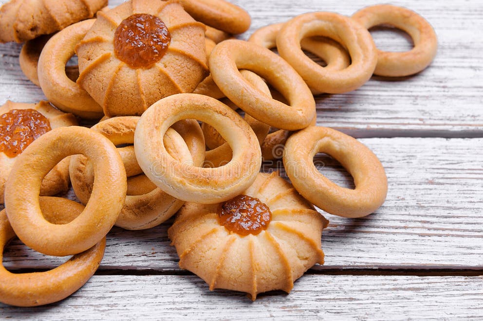 Cookies and Drying Laid Out on a Table Stock Photo - Image of bakery ...