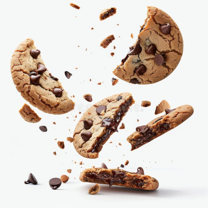 Cookies Falling from the Sky on Transparent Bakery Products. Stock ...