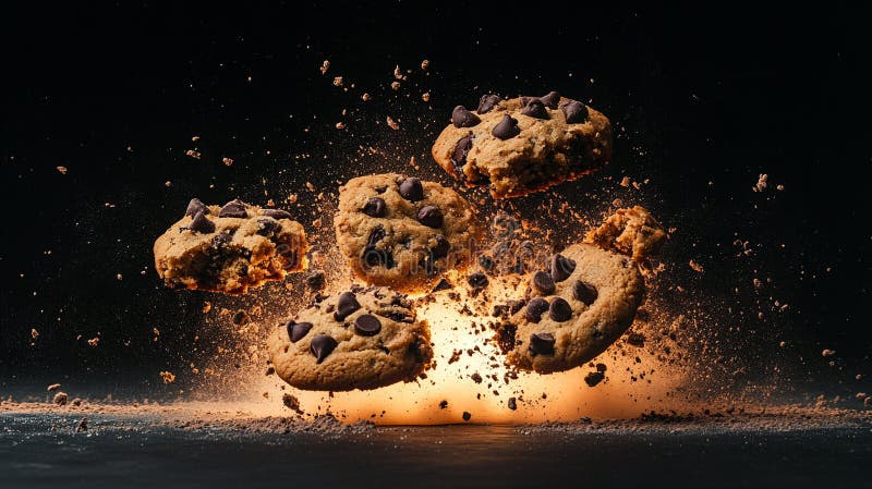 Freshly Baked Cookies Exploding with Chocolate Chips in Dynamic Display ...