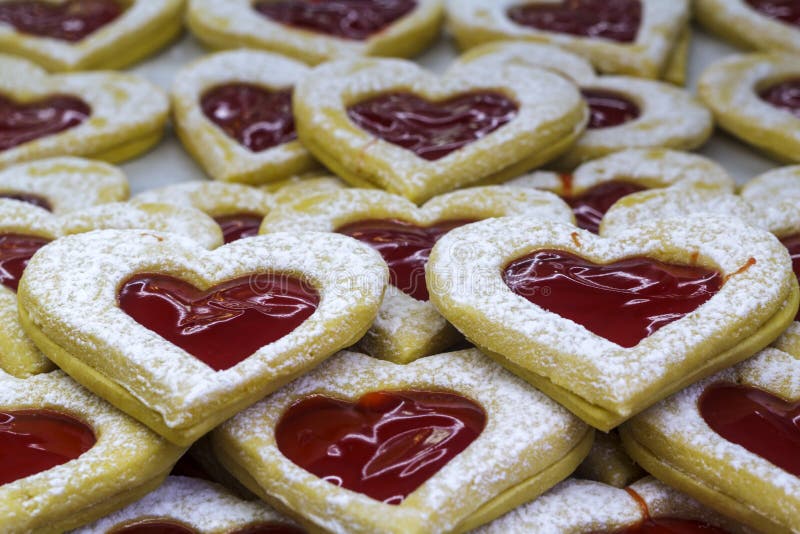Heart Shaped Cookies with Jam Stock Image - Image of fresh, christmas ...