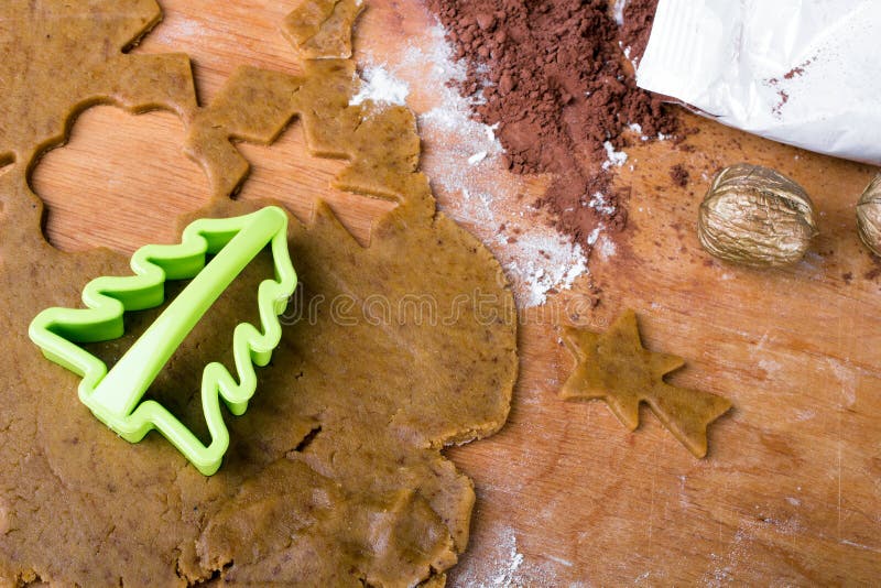 Cookies Forms and Gingerbread Dough Stock Image - Image of baking, copy ...