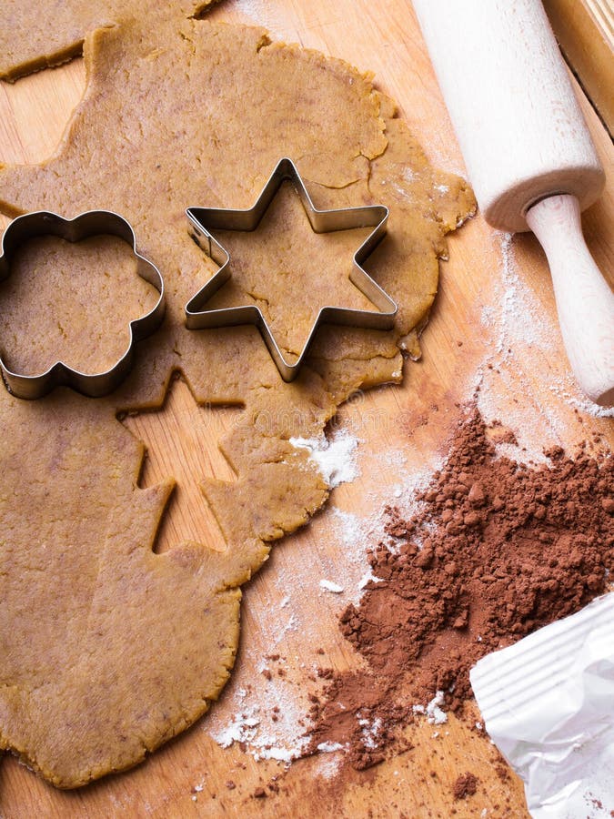Cookies Forms and Gingerbread Dough Stock Image - Image of cake, cutter ...