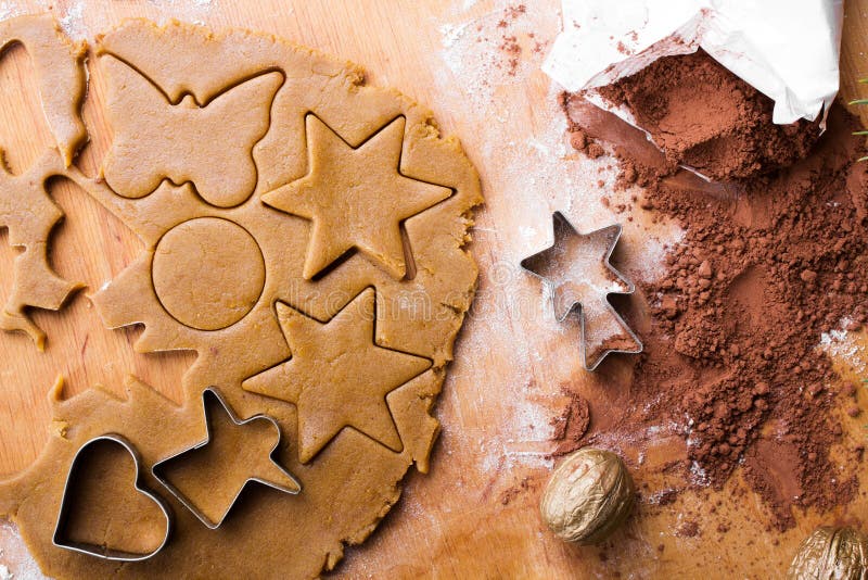 Cookies Forms and Gingerbread Dough Stock Image - Image of decoration ...