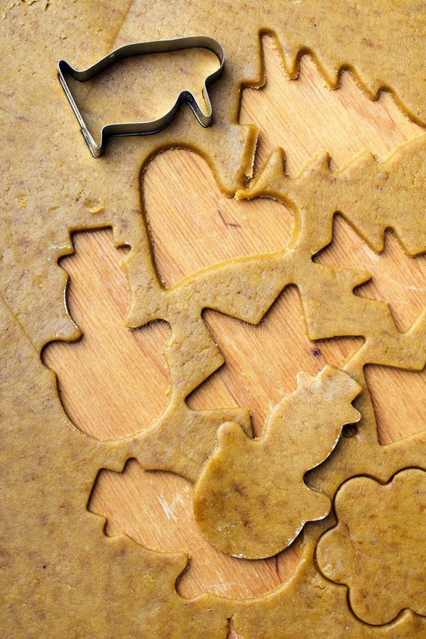 Cookies Forms and Gingerbread Dough Stock Photo - Image of angel, frame ...