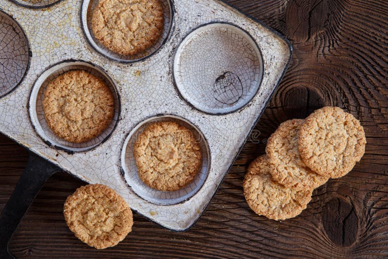 Cookies in a frying pan. stock image. Image of food, style - 85437983
