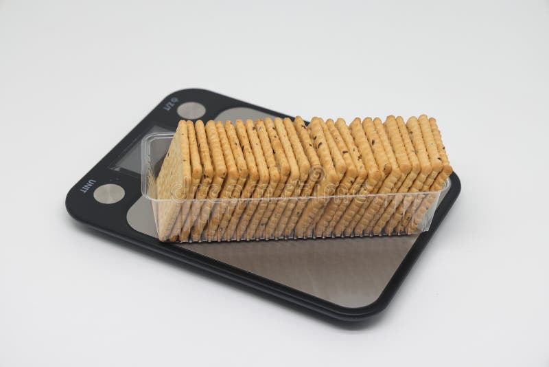 Cookies Lie on a Kitchen Electronic Scale, Calorie Counting. Diet ...