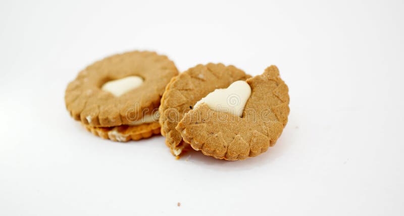 Cookies with Lovely Heart Shaped Vanilla Fill Stock Image - Image of ...