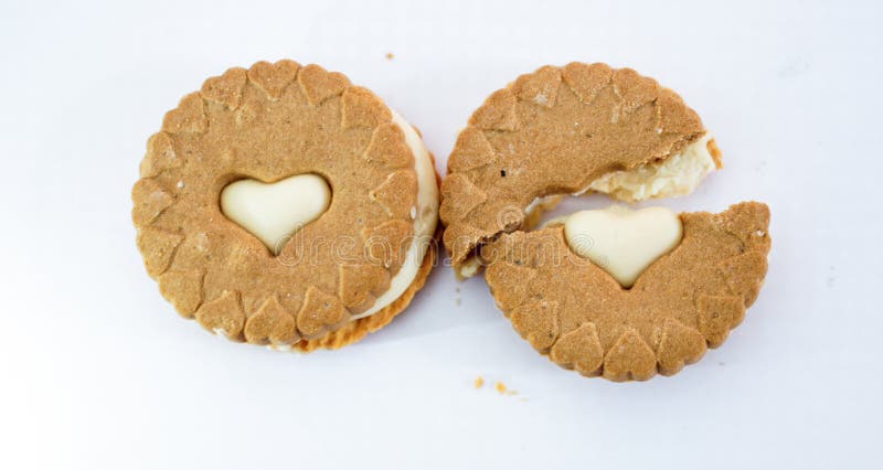 Cookies with Lovely Heart Shaped Vanilla Fill Stock Image - Image of ...