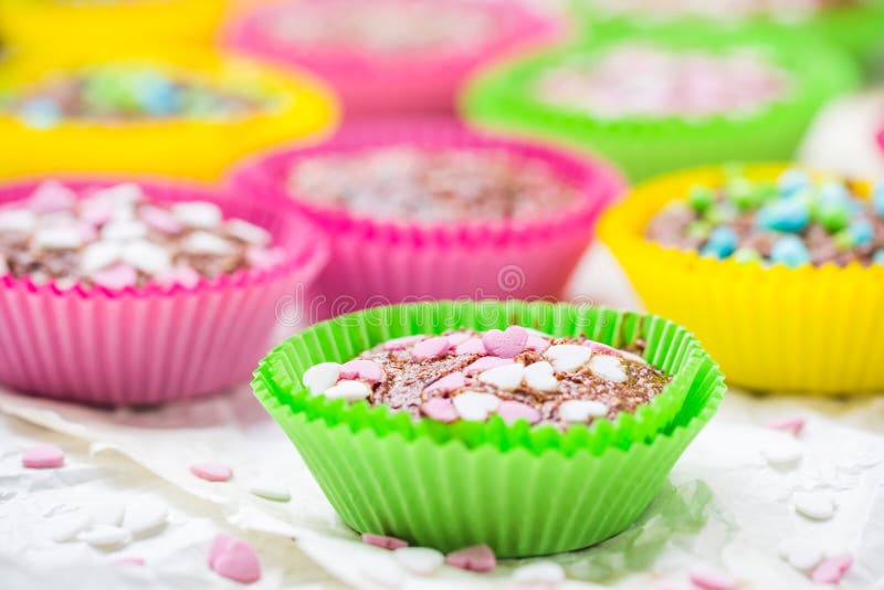 Cookies Lovers Colorful Muffins Hearts Stock Image - Image of lunch ...