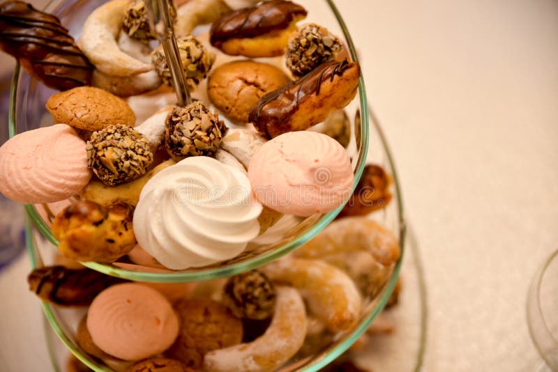 Cookies, Marshmallows, Eclair, Chocolate Balls Stock Image - Image of ...