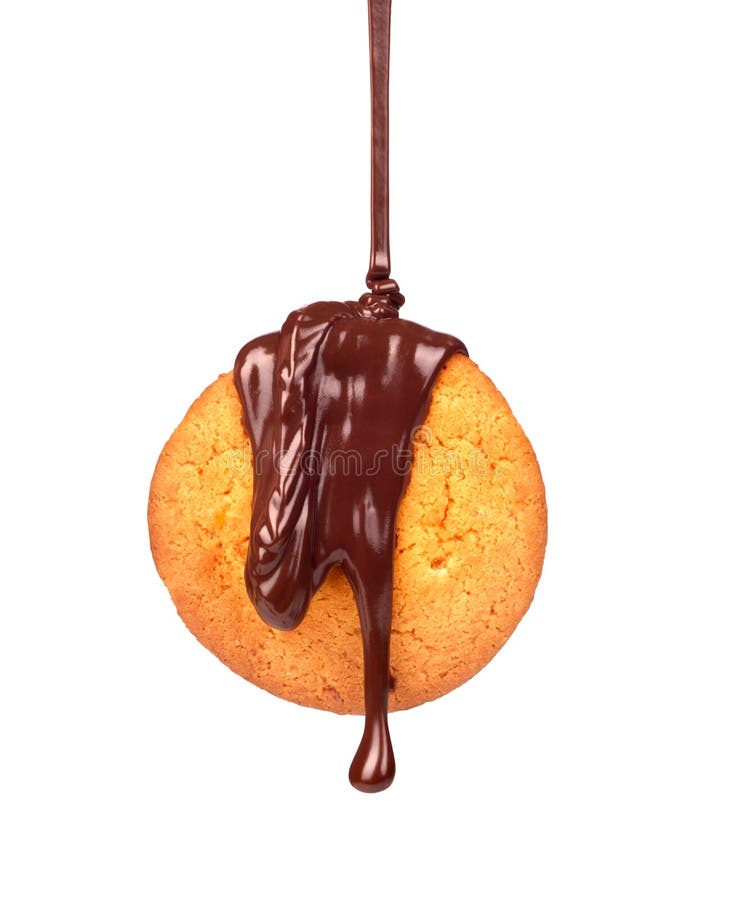 Cookies in Melted Chocolate Stock Image - Image of delicious, sweet ...