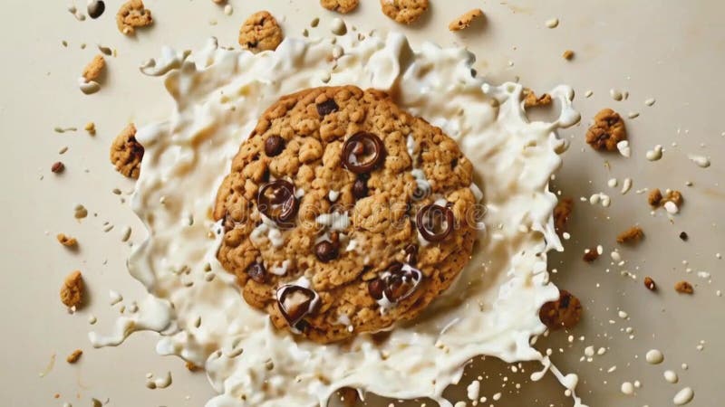 Cookies and Milk Splash, Flat Lay. Stock Video - Video of splash ...