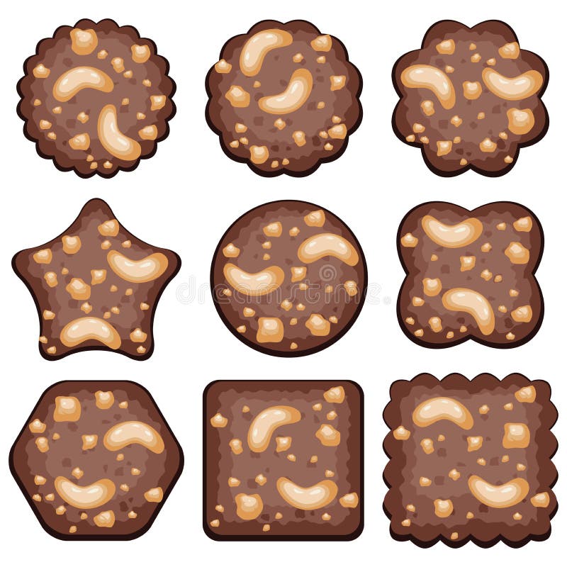 Cookies with nuts, vector stock vector. Illustration of desert - 65865210