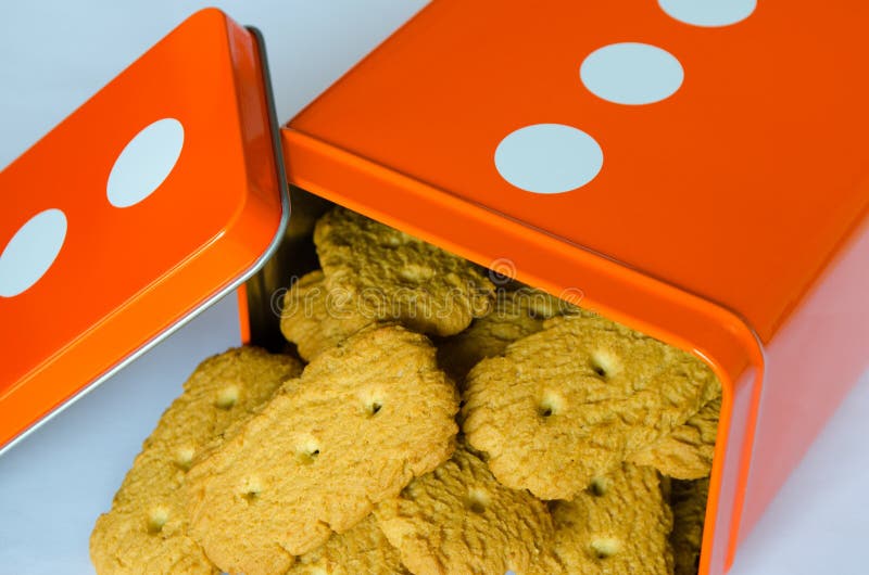 Cookies in a orange box. stock image. Image of cake, potato - 39831653
