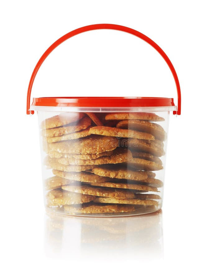 Cookies in plastic jar stock photo. Image of isolated - 5330006