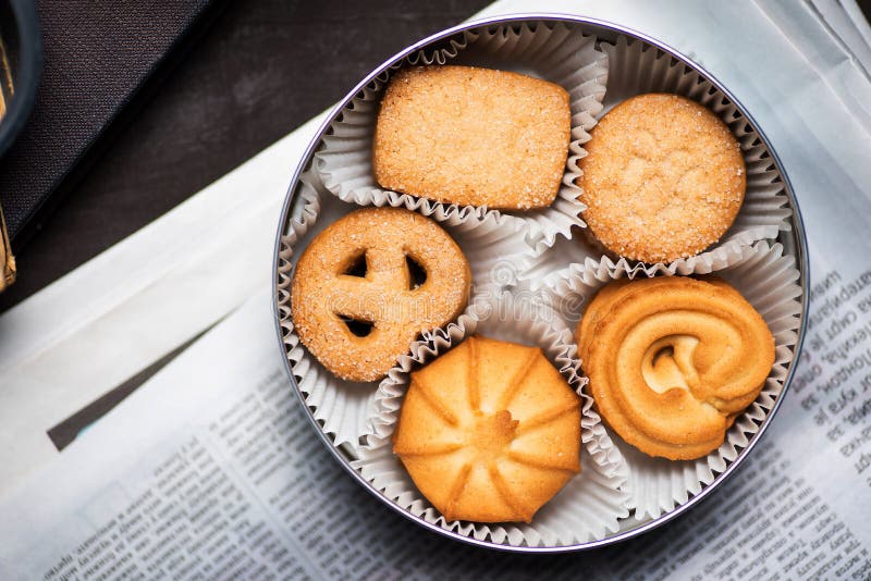 Cookies with Reading Material for Spencing Time at Home Stock Image ...