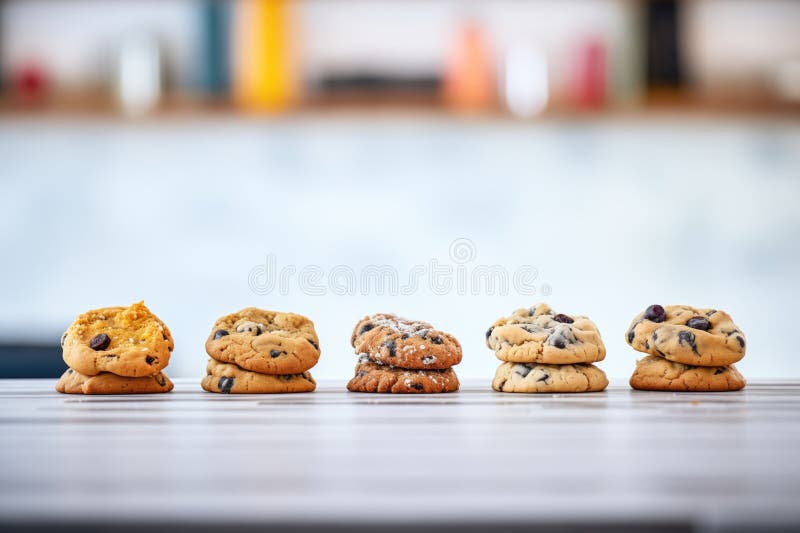 Cookies in a Row, One with a Bite Missing Stock Photo - Image of ...