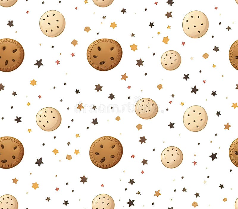 Cookies Seamless Pattern, Fabric PAttern on White Bakground, Generative ...