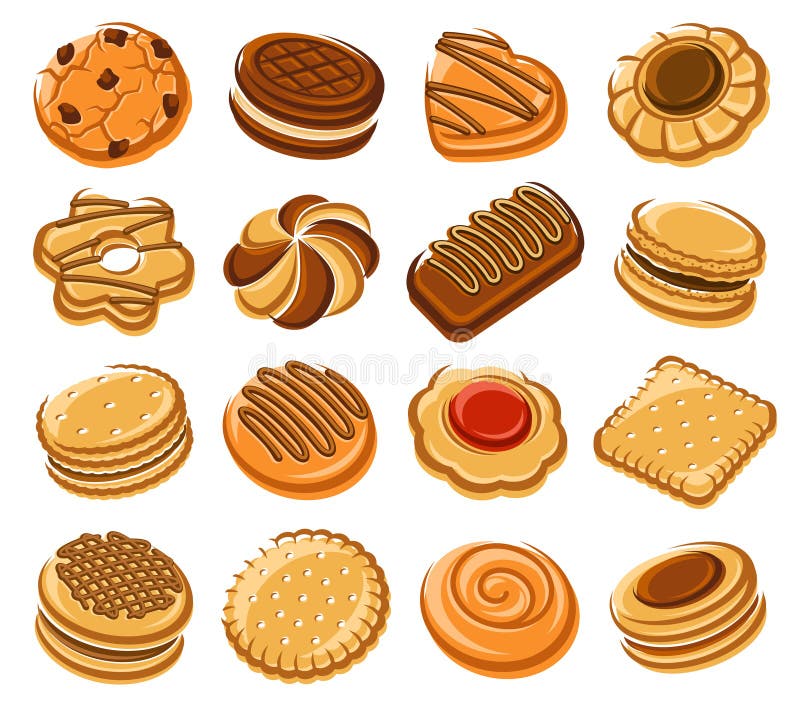 Cookies Set. Collection Icon Cookies Stock Vector - Illustration of ...