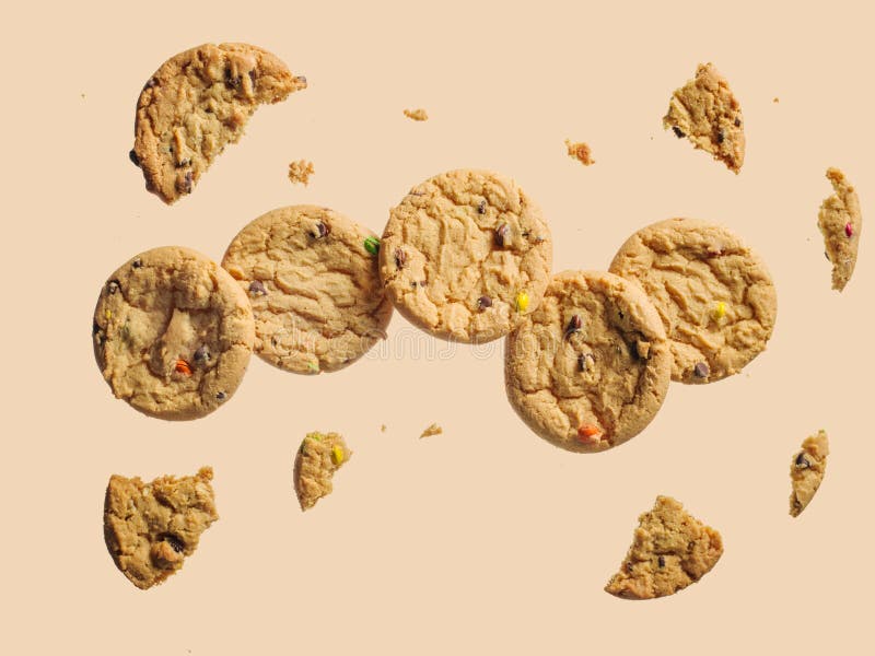 Cookies Set on a Pale Beige Background. Whole Biscuits and Pieces ...