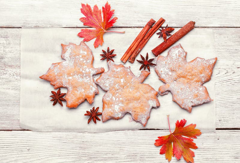 Cookies in the Shape of Maple Leaf Stock Photo - Image of decoration ...