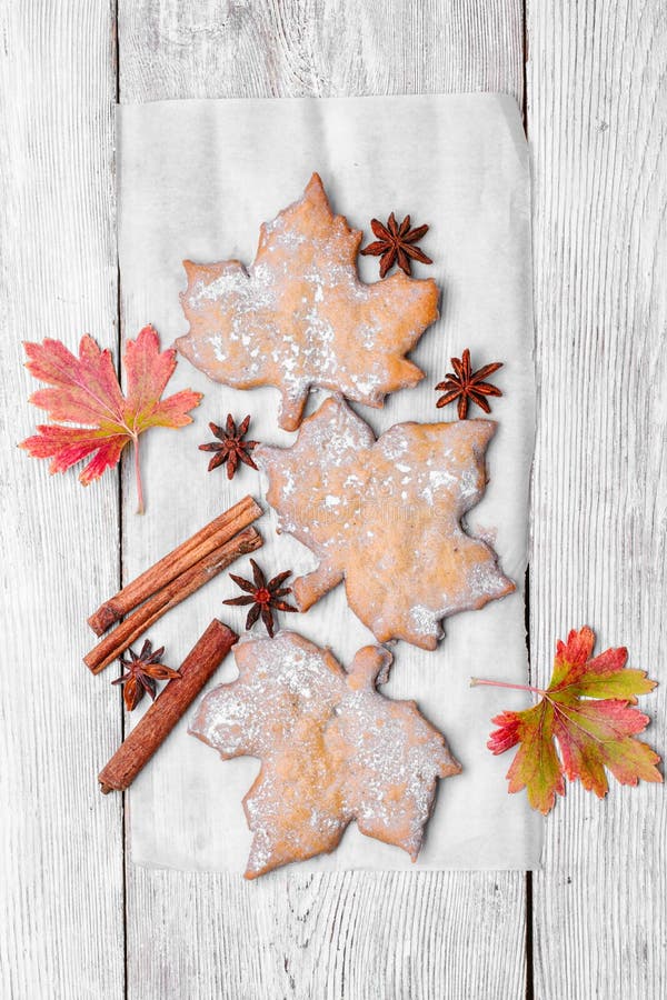 Cookies in the Shape of Maple Leaf Stock Photo - Image of leaf ...