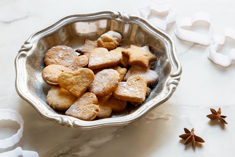 Cookies in a silver plate stock image. Image of cookies - 103229467