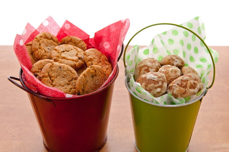 Cookies in small buckets. stock photo. Image of pastry - 28558630