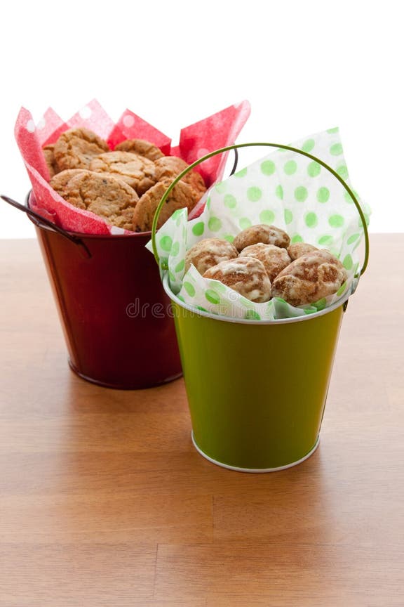 Cookies in small buckets. stock image. Image of dessert - 28558635