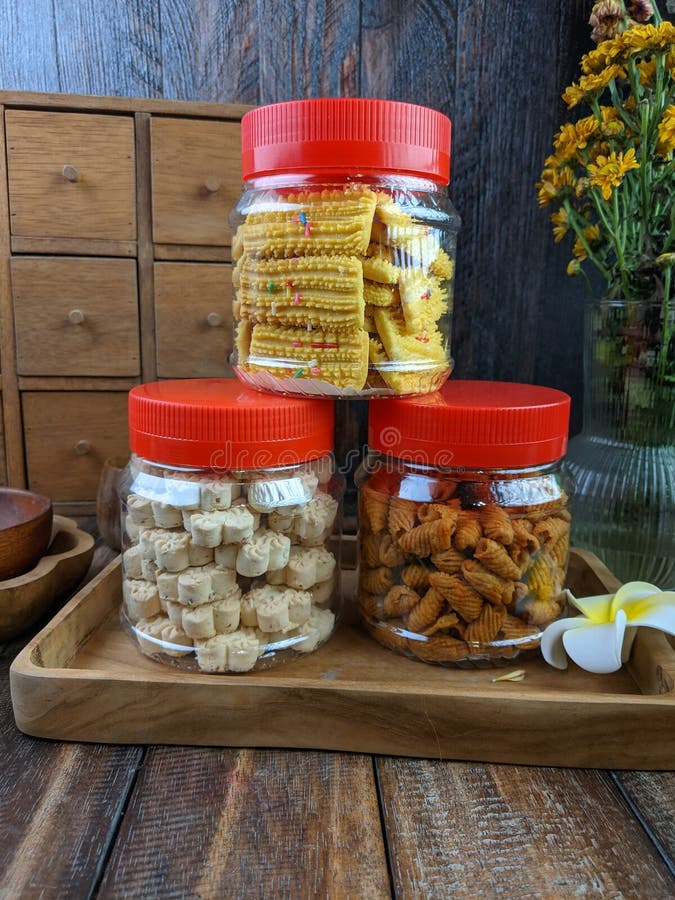 Cookies and Snacks during Eid or Hari Raya Stock Image - Image of ...
