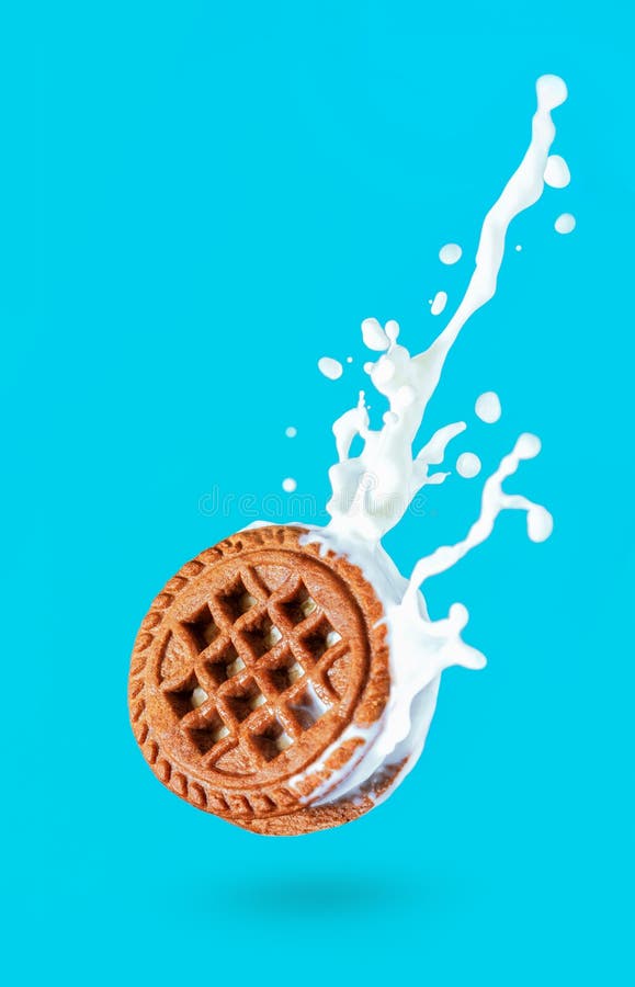 Cookies with a Splash of Milk Stock Photo - Image of food, breakfast ...