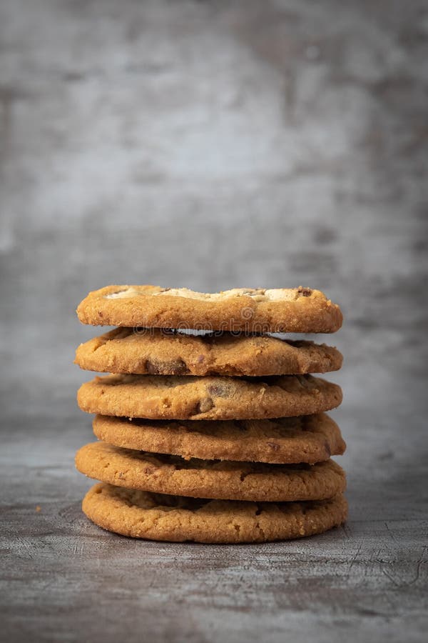 Cookies Stacked with a Neutral Colored Background Stock Image - Image ...