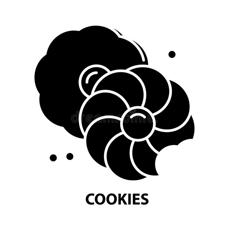 Cookies Symbol Icon, Black Vector Sign with Editable Strokes, Concept ...