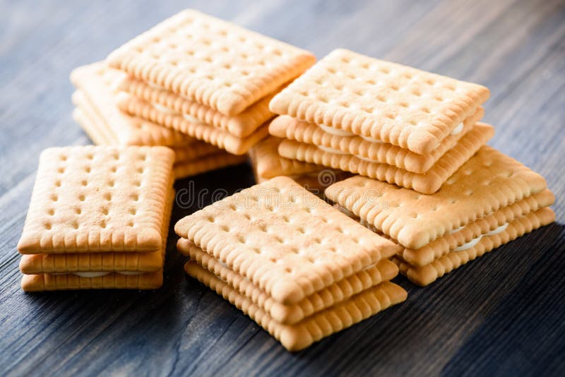 Cookies with vanilla cream stock image. Image of biscuit - 192735013
