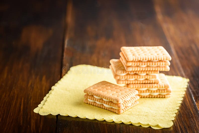 Cookies with vanilla cream stock image. Image of filling - 83772225
