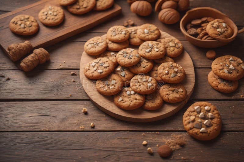 Cookies on a Wooden Table. Top View Stock Illustration - Illustration ...