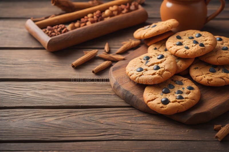 Cookies on a Wooden Table. Top View Stock Illustration - Illustration ...