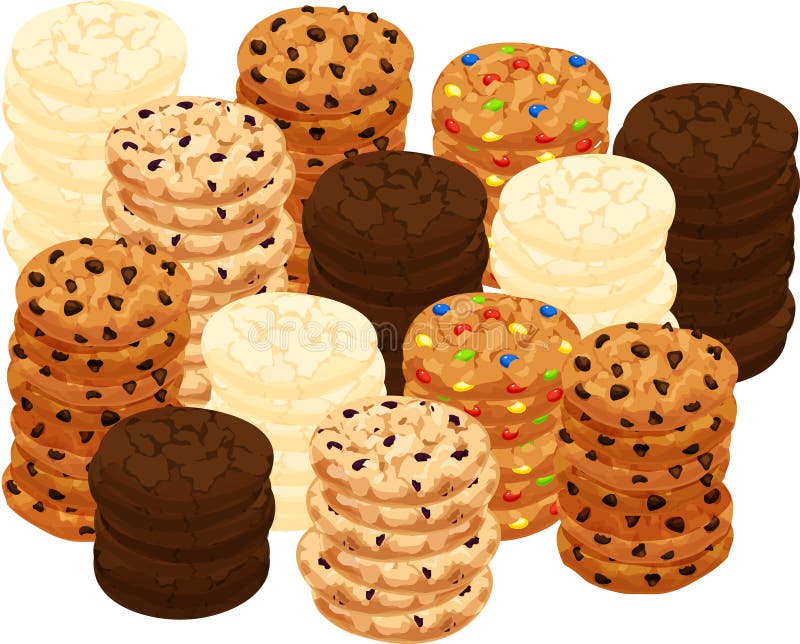 Mixed Assorted Cookie Stacks Stock Illustration - Illustration of chip ...