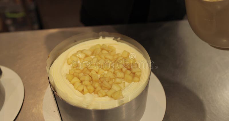 Cooking an Apple Pie, Laying Out Sliced Apples on a Tart during the ...