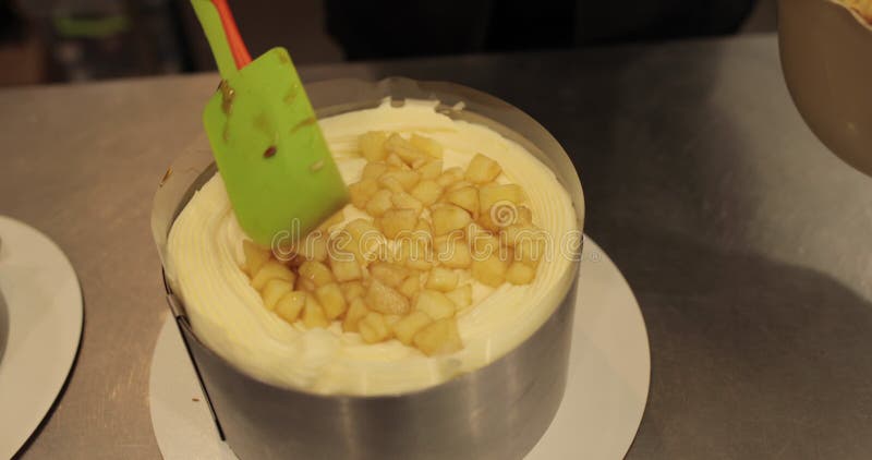 Cooking an Apple Pie, Laying Out Sliced Apples on a Tart during the ...