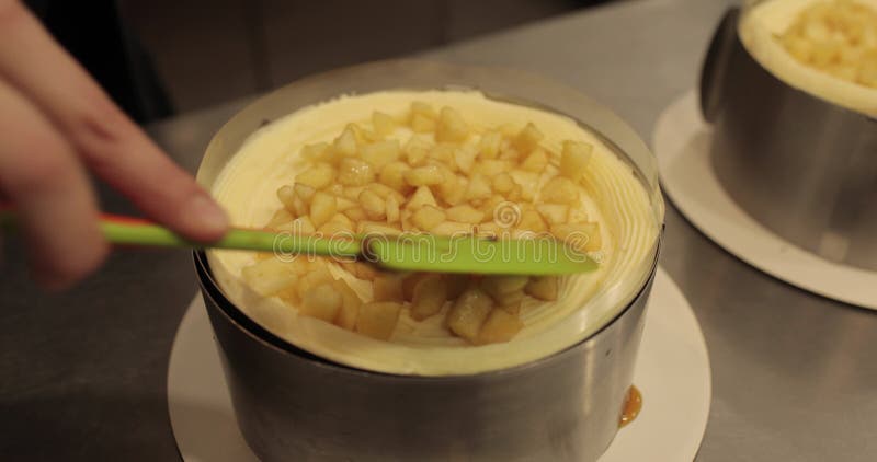 Cooking an Apple Pie, Laying Out Sliced Apples on a Tart during the ...