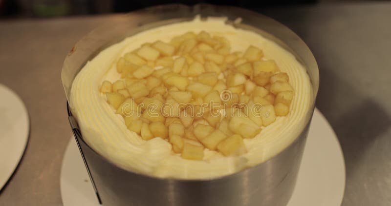 Cooking an Apple Pie, Laying Out Sliced Apples on a Tart during the ...