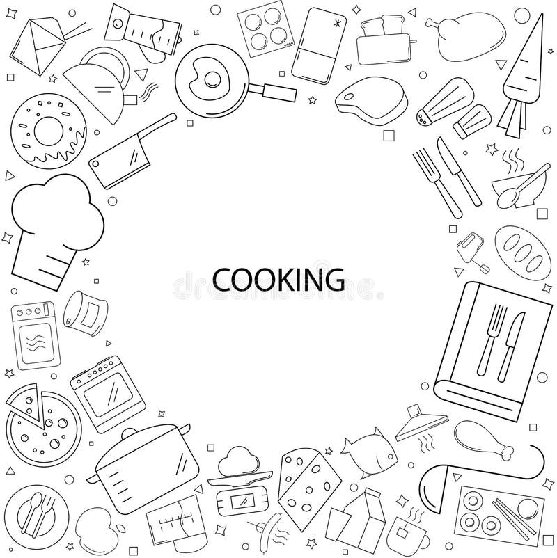 Cooking Background from Line Icon Stock Vector - Illustration of ...