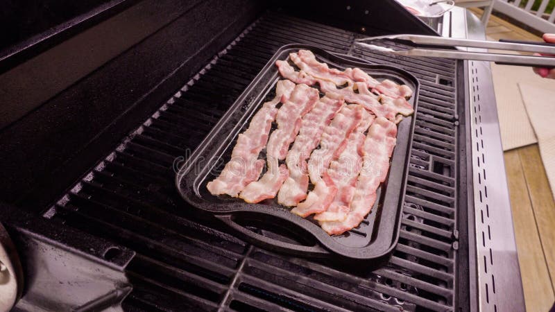 Cooking bacon stock image. Image of grill, greasy, meat - 271205761