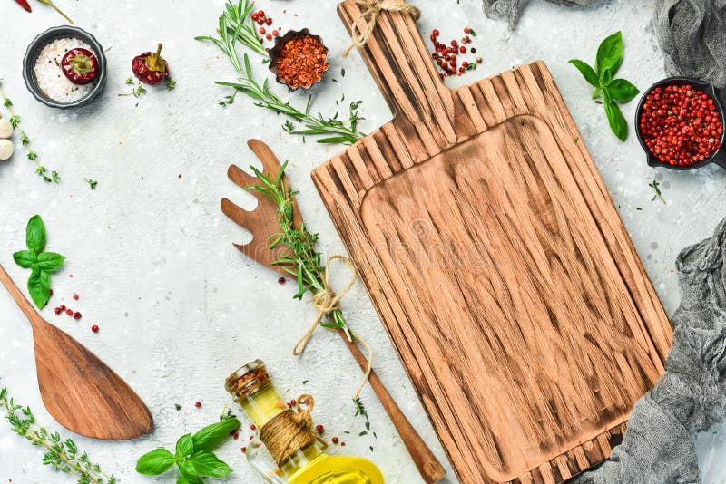 Cooking Banner. Background with Spices and Vegetables. Top View Stock ...