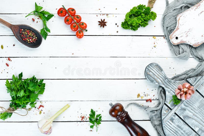 Cooking Banner. Fresh Vegetables and Spices Stock Photo - Image of ...